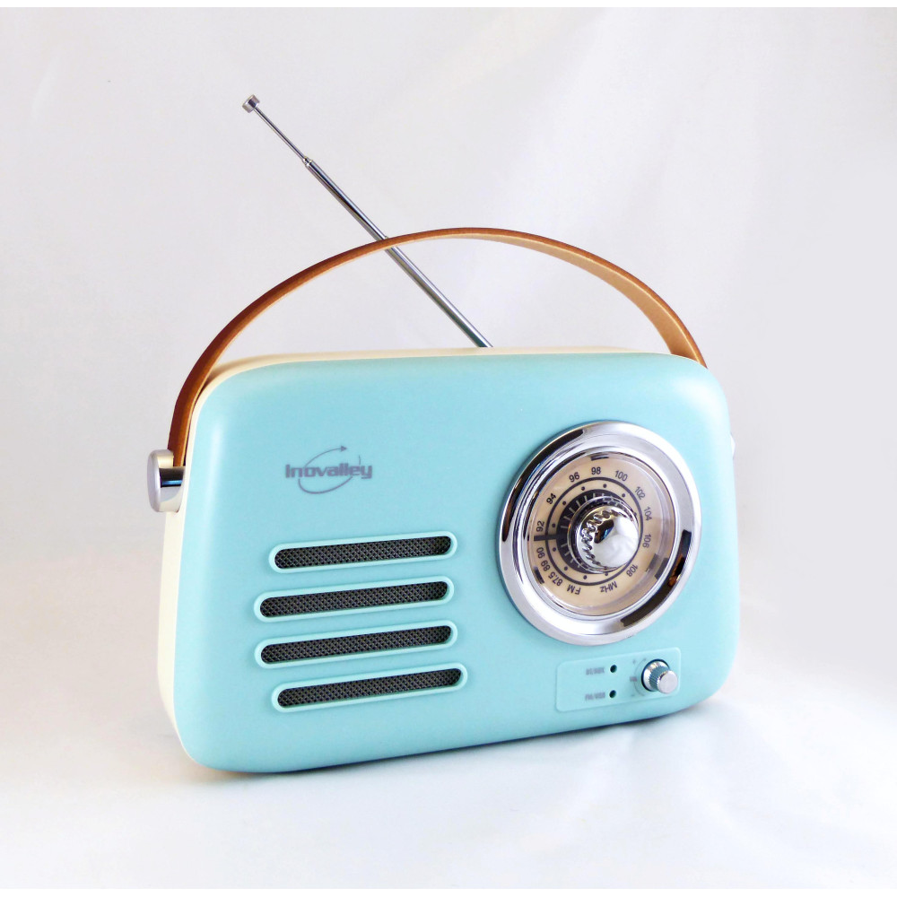 Radio vintage portative Bluetooth bleue INOVALLEY